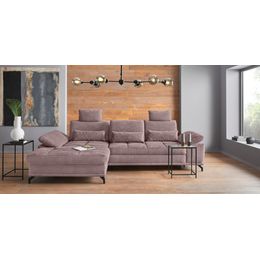 Ecksofa OTTO HOME, B:301cm H:89cm T:176cm, lila, 100% Polyester;Samtoptik (100% Polyester), Wohnzimmer, Sofas, "Costello L-Form, B: 301cm, Sitztiefen