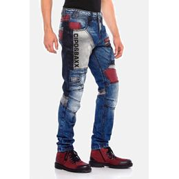 Cipo & Baxx CIPO & BAXX Herren Regular-fit-Jeans "Jeans", blau, Gr. 31, unifarben, 100% Baumwolle, Jeans, im extravaganten Design, CD574