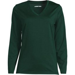 LANDS' END Supima&reg; Langarm-Shirt mit V-Ausschnitt f&uuml;r Damen, Damen, size: regular, Gr&uuml;n, Baumwolle, by Lands' End