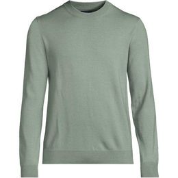 LANDS' END Merino-Pullover mit Rundhals f&uuml;r Herren, Herren, size: regular, Gr&uuml;n, Wolle, by Lands' End