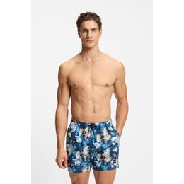 BOSS Herren Badeshorts "Piranha", blau, Gr. L, Microfaser, Obermaterial: 100% Polyester, Badehosen, mit buntem Alloverdruck