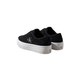 Calvin Klein Damen Plateausneaker "VULC FLATF LACEUP SUEDE", Gr. 35schwarz, Leder, unifarben, Basic, Schuhe, Freizeitschuh, Schn&uuml;rschuh, Halbschuh