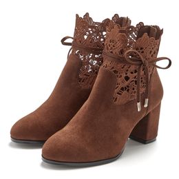 Lascana Damen High-Heel-Stiefelette "Sommerstiefelette", Gr. 42dunkelbraun, Obermaterial: 100% Textilmaterial. Decksohle: 100% Lederimitat. Futter: