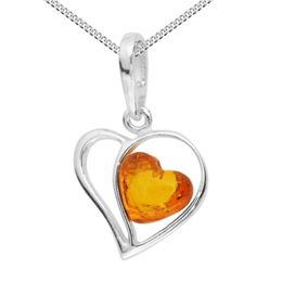 OSTSEE-SCHMUCK Damen Kette mit Anh&auml;nger "- Herz - Silber 925/000 - Bernstein", 40, Silber 925 (Sterlingsilber), silber, Silber 925 (Sterlingsilber),