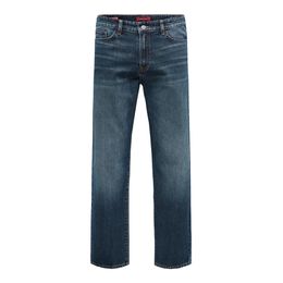 Only & Sons ONLY & SONS Herren Straight-Jeans "ONSEDGE STRAIGHT DNM", blau, Gr. 29, Abriebeffekte, Denim/Jeans, Obermaterial: 100% Baumwolle, Jeans, Baumwolle,