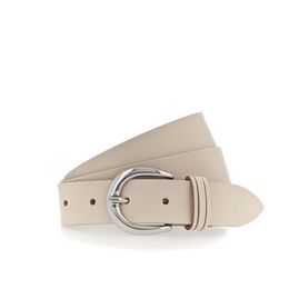 Tamaris Damen Lederg&uuml;rtel ""Clara Silver"", beige, Basic, Gr. 100, unifarben, Rindsleder, G&uuml;rtel, mit gl&auml;nzender silberfarbener Schlie&szlig;e, unifarben,