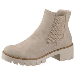 Rieker Damen Chelseaboots, Gr. 39, beige, Nubuklederimitat, Schuhe, mit heller Profilsohle