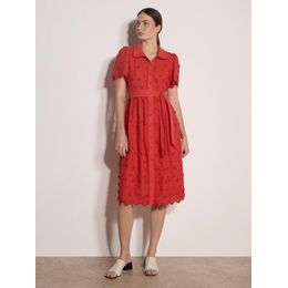 Apricot Damen Midikleid "Baumwollkleid", rot, Gr. 40, uni, gewebt, Obermaterial: 100% Baumwolle CO., Kleider, mit Blumenstickerei