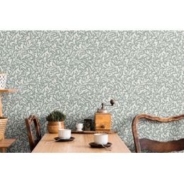 marburg Vliestapete "Botanical Charm", B/L: 0,53m x 10,05m, Rollen: 1, grau, Wohnzimmer, Tapeten, moderne Tapete f&uuml;r Wohnzimmer Schlafzimmer K&uuml;che