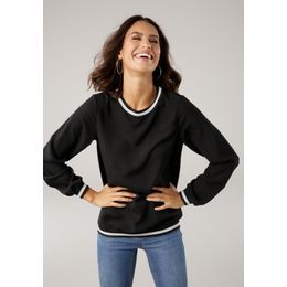 Laura Scott Damen Schlupfbluse, schwarz, Gr. 40, clean, kontrastfarbene Details, unifarben, Cr&ecirc;pe, Obermaterial: 100% Polyester. R&uuml;ckseite: 95%