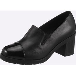 Heine Damen Pumps, Gr. 38, schwarz, Glattleder, Lackleder, Leder, Rindsleder, Schuhe