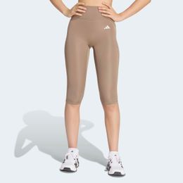 Damen Trainingstights "OPT ESS CAPRI", braun, Gr. XXL, adidas Performance, Obermaterial: 85% Polyester, 15% Elasthan, Hosen, f&uuml;r Fitness und Yoga,