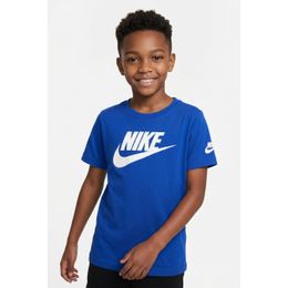 Nike Sportswear M&auml;dchen T-Shirt "FUTURA EVERGREEN SS TEE", blau, Gr. 116, Jersey, Obermaterial: 60% Baumwolle, 40% Polyester, Shirts, f&uuml;r Babys, mit