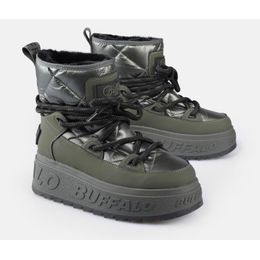 Buffalo Damen Snowboots "ELIZA", Gr. 40, gr&uuml;n, Lederimitat, Nylon, Schuhe, Winterboots, Schn&uuml;rboots, Schlupfboots mit Warmfutter