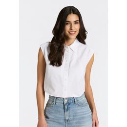 Hugo Damen Hemdbluse "Estate", wei&szlig;, Gr. 40, unifarben, Web, Obermaterial: 100% Baumwolle, Blusen, in verk&uuml;rzter L&auml;nge, &auml;rmellos