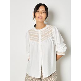 Apricot Damen Klassische Bluse "Smokbluse", wei&szlig;, Gr. 38, uni, gewebt, Obermaterial: 87% Viskose CV. 13% Polyamid PA., Blusen, mit Stickerei