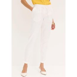 bonprix Damen Leinenhose "Leinenhose", wei&szlig;, Gr. 36, Obermaterial: 55% Leinen, 45% Baumwolle, Hosen, aus Leinen und Baumwolle, Regular Fit, mit