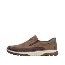 Rieker Herren Slip-On Sneaker, Gr. 45, braun, Nubuklederimitat, unifarben mit Farbeinsatz, Schuhe, Slipper, Schlupfschuh, Halbschuh mit weicher