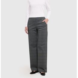 MAC Damen Schlupfhose "CHIARA", grau, Gr. 42, kariert, Web, Obermaterial: 70% Polyester, 25% Viskose, 5% Elasthan, Hosen, Hoher Tragekomfort