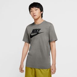 Nike Sportswear Herren T-Shirt "M NSW TEE ICON FUTURA", grau, Gr. L, Jersey, Obermaterial: 100% Baumwolle, Shirts, mit klassischem Logodruck auf der