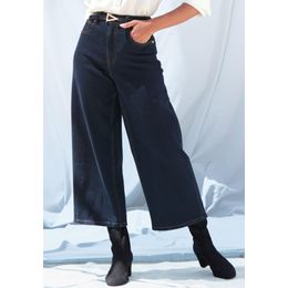 Lascana Damen 7/8-Jeans "in modischer Culotte-Form", blau, Gr. 42, unifarben, Denim/Jeans, Obermaterial: 98% Baumwolle, 2% Elasthan, Jeans, aus