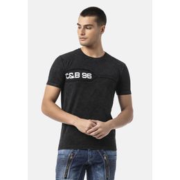 Cipo & Baxx CIPO & BAXX Herren T-Shirt "CT805", schwarz, Gr. M, unifarben, 95% Baumwolle, 5% Elasthan, Shirts, auff&auml;lligen Logo-Print