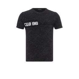 Cipo & Baxx CIPO & BAXX Herren T-Shirt "CT805", schwarz, Gr. L, uni, Obermaterial: 95% Baumwolle CO. 5% Elasthan EL., Shirts, auff&auml;lligen Logo-Print