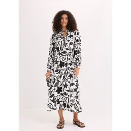 bonprix Damen Tunikakleid, schwarz-wei&szlig;, Gr. 40, Obermaterial: 100% Viskose, Kleider, mit modischem Print, aus flie&szlig;ender Viskose, Maxil&auml;nge