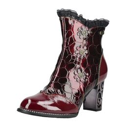 Laura Vita Damen High-Heel-Stiefelette "Laura Vita Stiefelette Leder/Textil", Gr. 37weinrot, Leder, Textil, Schuhe