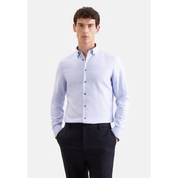 Seidensticker Herren Businesshemd "Schwarze Rose"blau, Gr. 38, Strukturmuster, 100% Baumwolle, Hemden, Slim 1/1 Button-Down-Kragen Struktur