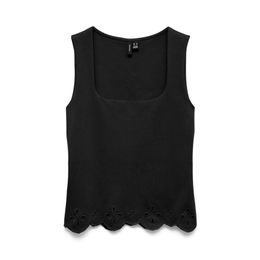 V&eacute;ro Moda VERO MODA Damen Spitzentop "VMLOUISE SL SQUARE NECK TOP JRS"schwarz, Gr. S, unifarben, Jersey, Obermaterial: 100% Baumwolle, Tops, Baumwolle, regular