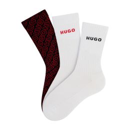 HUGO UNDERWEAR Herren Basicsocken "3P QS LOGO AOP CC", Gr. 43, wei&szlig;, Baumwollmischung, Socken