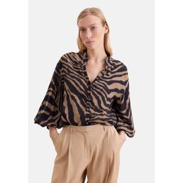 Seidensticker Damen Klassische Bluse, braun, Gr. 36, gemustert, 100% Viskose, Blusen, 1/1 Stehkragen Druck