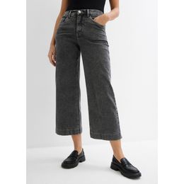 bonprix Damen 7/8-Jeans, grau, Gr. 44, Obermaterial: 98% Baumwolle, 2% Elasthan, Jeans, verk&uuml;rztes 7/8-Design, weites Bein, Loose Fit, mit