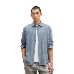 Marc O'Polo MARC O'POLO Herren Langarmhemd "aus Bio-Baumwolle und Lyocell"medium blau, Gr. XL, gestreift, Obermaterial: 77% Baumwolle, 23% Lyocell, Hemden