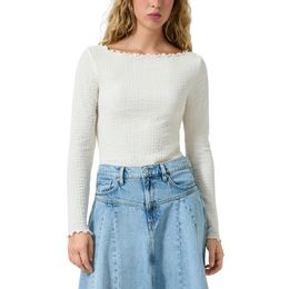 QS Damen Langarmshirt, wei&szlig;, Gr. S, unifarben, Web, Obermaterial: 98% Polyester, 2% Elasthan, Shirts, mit gewellten Abschl&uuml;ssen