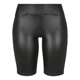 Urban Classics Herren Stoffhose "Urban Classics Damen Ladies Synthetic Leather Cycle Shorts", schwarz, Gr. XS, unifarben, 87% Polyester, 13%