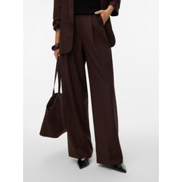 V&eacute;ro Moda VERO MODA Damen Anzughose "VMHAILEY HW WIDE PLEAT PANT NOOS", braun, Gr. 38, unifarben, Web, Obermaterial: 80% Polyester, 20% Viskose, Hosen, Hose