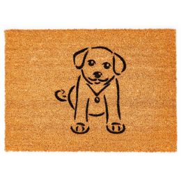 Fu&szlig;matte ANDIAMO, B:40cm H:15mm L:60cm, braun, Kokos, Au&szlig;enbereich, Teppiche, "Kokos", Schmutzfangmatte, Kokosmatte, mit Spruch, Motiv Hund oder Katze