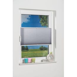 Plissee K-home, B:30cm H:130cm, grau, Obermaterial: 100% Polyester, Badezimmer, Plissees, "Klemmfix Pisa", Crushed-Optik