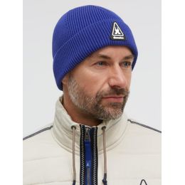 Gaastra Herren Strickm&uuml;tze, blau, unifarben, Baumwolle, M&uuml;tzen, mit breitem Umschlag
