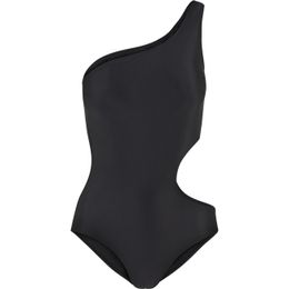 Urban Classics Damen Badeanzug "Urban Classics Damen Ladies Asymmetric Cut Out Swimmsuit", schwarz, Gr. M, 85% Polyester, 15% Elasthan, Badeanz&uuml;ge