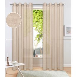Gardine OTTO HOME, B:140cm H:225cm, beige, Polyester, Polyester, Kinderzimmer, Gardinen, "Kyllo", Leinen-Look, halbtransparent, &Ouml;sen- Aufh&auml;ngung,