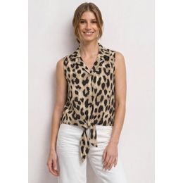 Street One Damen Blusentop, beige, Gr. 44, gebl&uuml;mt, Stoff, 100% Viskose, Blusen, aus softer Viskose