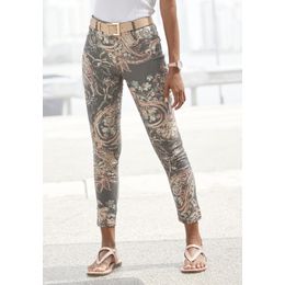 Lascana Damen 7/8-Jeggings "aus bequemen Stretch-Denim", bunt, Gr. 42, bedruckt, Denim/Jeans, Obermaterial: 67% Baumwolle, 29% Polyester, 4%