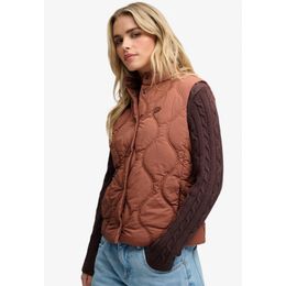Superdry Damen Steppweste "ONION QUILT CRINKLE SNAP GILET", braun, Gr. XL, unifarben, Steppware, Obermaterial: 100% Nylon, Westen, aus Nylon, Slim