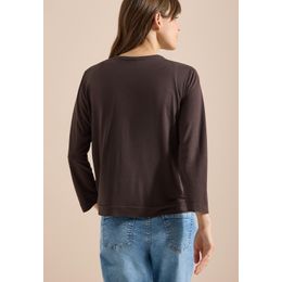 Cecil Damen 3/4-Arm-Shirtbraun cacao, Gr. XL, unifarben, Jersey, Obermaterial: 65% Viskose, 35% Polyester, Shirts, Offene Jacke in Unifarbe mit