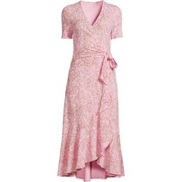 LANDS' END Wickelkleid aus Baumwoll/Modalmix mit kurzen &Auml;rmeln f&uuml;r Damen, Damen, size: regular, Pink, Elasthan/Baumwoll-Mischung/Synthetic-blend, by Lands' End