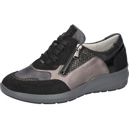 Waldl&auml;ufer WALDL&Auml;UFER Damen Schn&uuml;rschuh "M-TONIA", Gr. 4, schwarz, Nappaleder, Nubukleder, Veloursleder, metallic, Schuhe, Komfortschuh, Sneaker, Bequemschuh,