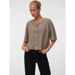V&eacute;ro Moda VERO MODA Damen Strickjacke "VMSOFFE 2/4 O-NECK CARDIGAN NOOS"moon rock detail:with melange, Gr. L, meliert, Strick, Obermaterial: 90% Polyester, 5%